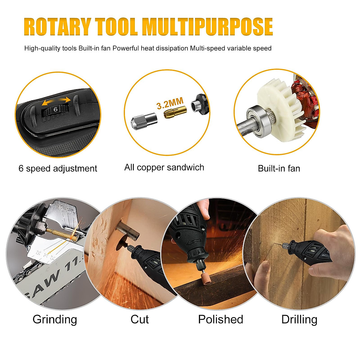 3mirrors ALUMINUM Tungsten Electrode Sharpener Grinder TIG Welding Rotary Tool w/Flat Grinding Block, Cut-Off Slot, Multi-Angle & Offsets, 4 Screw Holes, 5 Double-Sided Grind Wheels, 2 CNC Mandrels