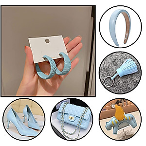 Picheng Smooth Solid Color Faux Leather Sheets 13.8"X53"(35cmX135cm),Soft Faux Leather Roll Very Suitable for Making Crafts,Leather Earrings, Bows,Sewing DIY Projects (Light Blue)