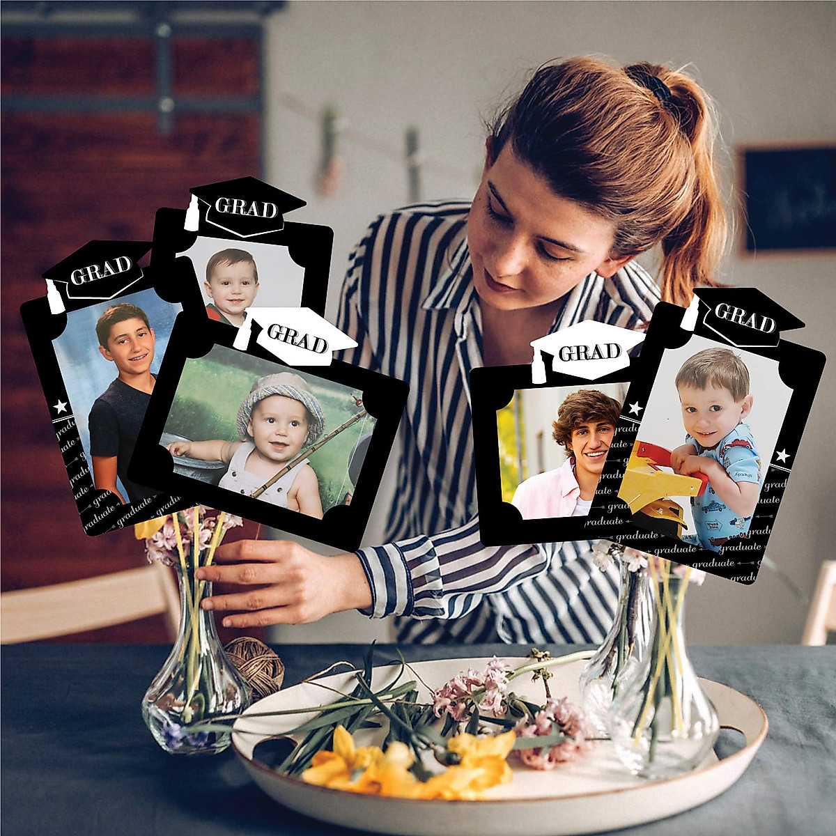 Big Dot of Happiness Graduation Cheers - Graduation Party Picture Centerpiece Sticks - Photo Table Toppers - 15 Pieces