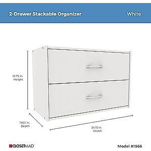 ClosetMaid 1566 Stackable 2-Drawer Horizontal Organizer, White