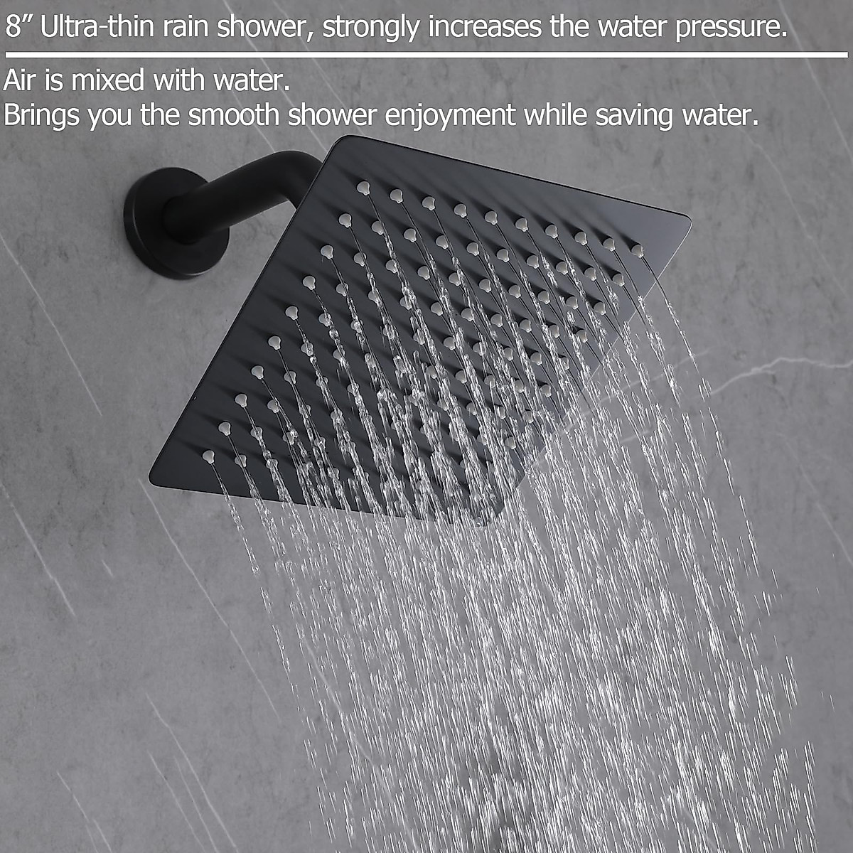 FSCEPIXI 2 Handles Shower Faucet Set with Stainless Steel Shower Head,Single Function Shower Trim Kit with Rough-in Valve,Matte Black