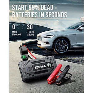 ZUKAKA Car Jump Starter 1500A Peak 15800mAh Battery Starter Up to 7L Gas and 5.5L Diesel Engine 12V Auto Jump Starter Box Power Bank with USB and Type C Port Jump Box with LED Light