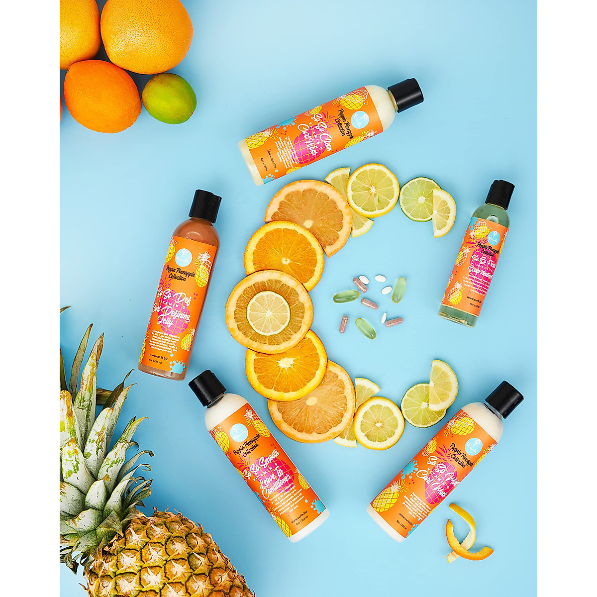 Curls Poppin Pineapple So So Smooth Vitamin C Leave In Conditioner - Conditions & Softens Hair - For Wavy, Curly, and Coily Hair Types, 8 Ounces