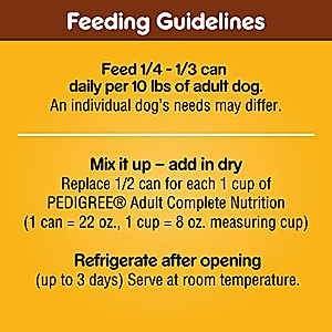 PEDIGREE CHOPPED GROUND DINNER Adult Canned Soft Wet Dog Food Beef, Bacon & Cheese Flavor, 22 oz. Cans 12 Pack