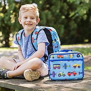 Wildkin Kids Insulated Lunch Box Bag for Boys and Girls, Perfect Size for Packing Hot or Cold Snacks for School and Travel, Mom's Choice Award Winner (Trains, Planes & Trucks)