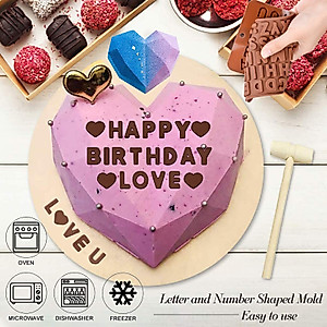 Heart Molds for Chocolate 8.7 Inch large Silicone Cake Mold, 2 PC Silicone Letter Mold and 4 PC Hammer for Valentine Candy Mousse Cake