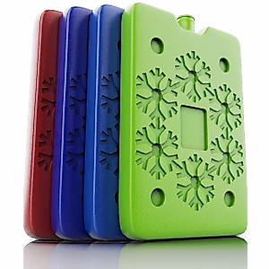 Ice Packs for Lunch bags and Coolers | Bento Lunch box, Cooler Bag for Work, School, Picnic or Camping | Reusable Small Freezer Ice Pack for Cooler or Ice Pack for Lunch Box Kid Friendly (4-Pack)