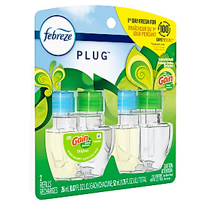 Febreze Odor-Fighting Fade Defy PLUG Air Freshener Refill, Gain Original Scent, (2) .87 fl. oz. Oil Refills