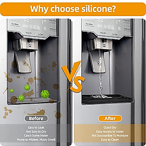 Aolso Refrigerator Drip Tray, Frige Water Drip Pan to Cuttable, Silicone Frige Water Drip Pan for Water Dispenser, Fridge, Refrigerator Accessories for Whirlpool, GE, Samsung(Black)