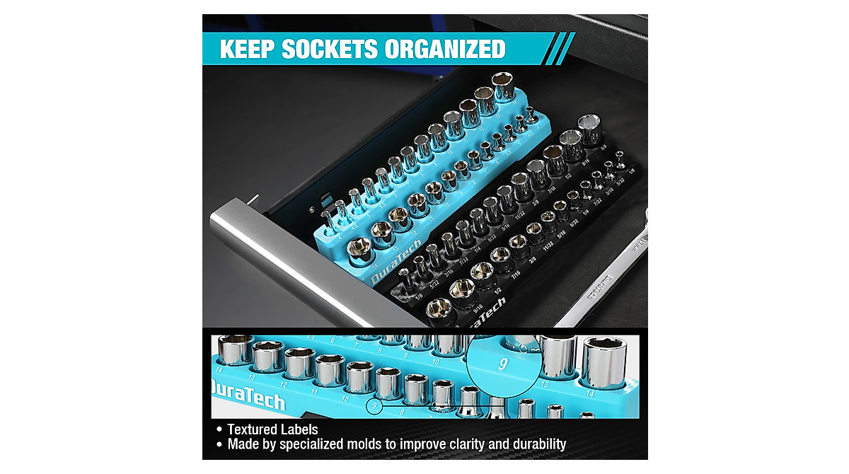 DURATECH Magnetic Socket Organizer Set - 52 Socket Capacity