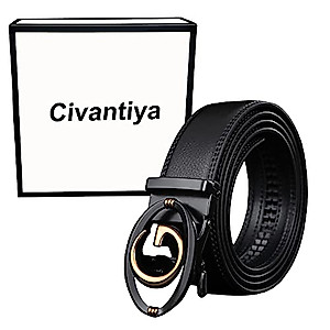 Civantiya Ratchet Belt for Men - Mens Belt Leather Designer 1 3/8" for Casual Jeans