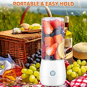 Portable Mini Blender,Personal Blender for Shakes and Smoothies,Fresh Juice Portable Blender With USB Rechargeble,Cordless 15 OZ Mini Fruit Juice Mixer For Travel,Camping,Gym,Office