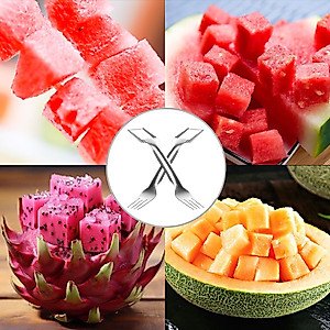 Watermelon Cutter - Watermelon Cutter Slicer Tool & Watermelon Fork 2-In-1, Stainless Steel Cut Watermelon Knife Melon Cutter Slicer, Cantaloupe Cutter for Home Party Camping Kitchen Gadget -1Pcs