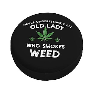 Never Underestimate an Old Lady Who Smoke Weed,Funny Tire Cover Universal Fit Spare Tire Protector for Truck SUV Trailer Camper Rv