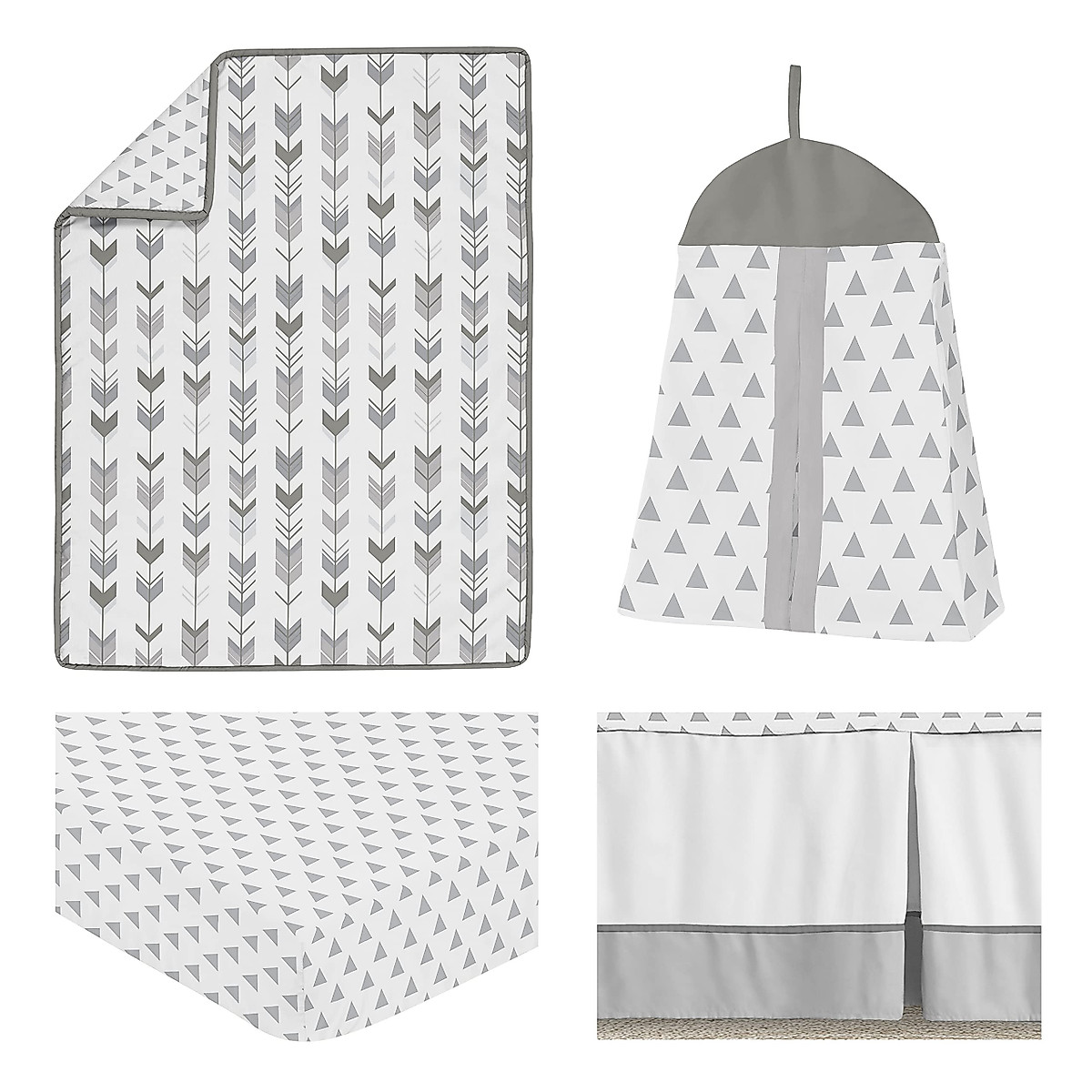 Grey and White Woodland Arrow Boy, Girl, Unisex Baby Crib Bedding Set by Sweet Jojo Designs - 4 Pieces