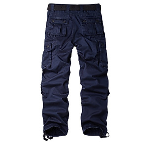 AKARMY Men's Casual Cargo Pants Military Army Camo Pants Combat Work Pants with 8 Pockets Royal Blue 42