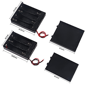 DORHEA 8PCS AA Battery Holder with Cover AA Battery Holder Case with ON/Off Switch 1.5V, 1/2/3/4 x 1.5V Series DIY Battery Storage Boxes, 1/2/3/4/5 Slots Black Plastic Batteries Case for AA Battery