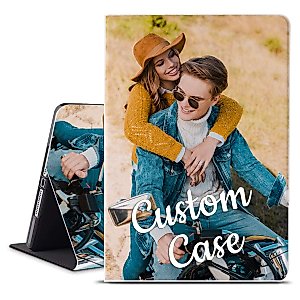 Custom Case for iPad Pro 12.9 Inch 2022/2021/2020/2018 5th/4th/3rd Generation with Photo/Text, Personalized Picture/Name iPad Pro Cover Protective Leather, Auto Sleep/Wake