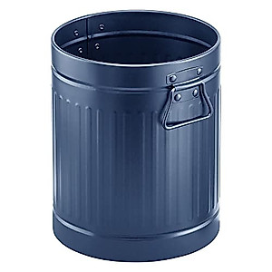 mDesign Steel Metal 2 Gallon/7 Liter Trash Can Wastebasket, Garbage Bin with Handles for Bathroom, Kitchen, Bedroom, Office - Holds Trash, Waste, Garbage, Recycling - Navy Blue