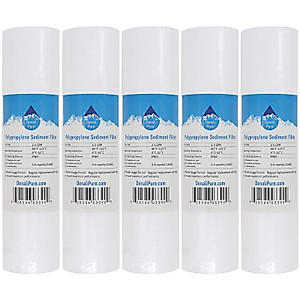 5-Pack Replacement for OmniFIlter U25 Polypropylene Sediment Filter - Universal 10-inch 5-Micron Cartridge Compatible with OmniFilter Water Filter Unit - Model U25 - Denali Pure Brand