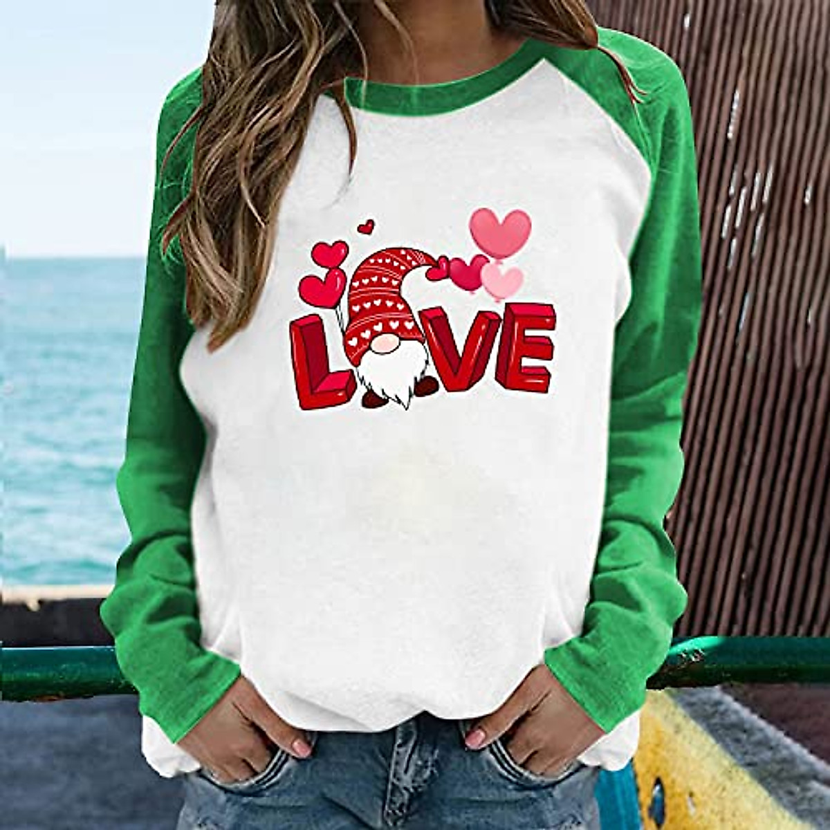 Women's Valentines Day Shirt Happy New Year Shirts Stocking Stuffers for Teens Womens Gifts for Christmas Green