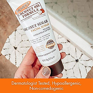 Palmer's Coconut Oil Formula Coconut Sugar Facial Scrub Exfoliator, Face Scrub to Gently Exfoliate Away Dirt and Dead Skin Cells with Chamomile to Soften & Calm, 3.17 Ounces (Pack of 1)