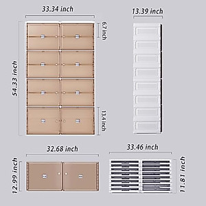 BINSIO Shoe Storage Cabinet 7 Tiers for 28 Pairs, Collapsible Shoe Racks Organizer, Easy Assemble Foldable Shoe Boxes, One Piece Portable White Plastic Shoe Cubby for Closet, Entryway, Bedroom