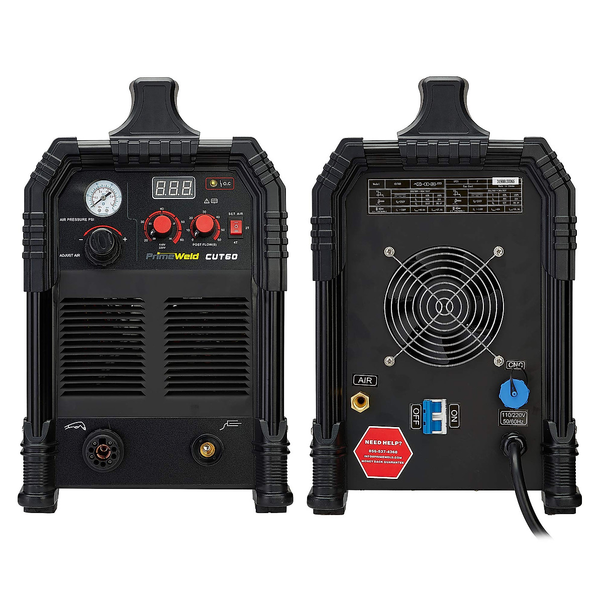 PRIMEWELD CUT60 60Amp Non-Touch Pilot Arc PT60 Torch Plasma Cutter 110V/220V Dual Voltage 3 Year Warranty