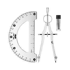 Mr. Pen- Metal Protractor and Metal Compass Set, Compass for Geometry, Geometry Set, Compasses, Protractor and Compass, Protractor for Geometry, Drawing Compass, Math Compass, Math Compass