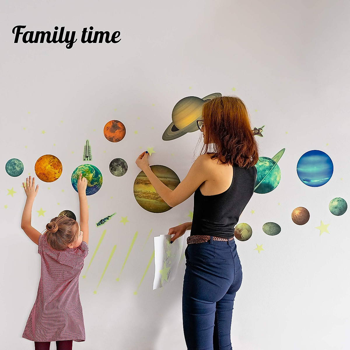 Glow in the Dark Stars and Planets for Ceiling – 303 Solar System Wall Stickers Room Decor, Outer Space Decals, Glowing 14 Planets 1 Moon 4 Rockets 24 Shooting Star 260 Stars Kids Boys Room Decoration