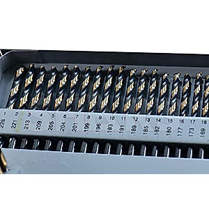 Shars 1/16-1/2", A-Z, #1-#60 HSS Heavy Duty Drill Grade Black & Gold Finish Jobber Drill 135° Point Angle 115 pcs Set 404-2929 L