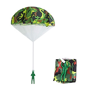 ViiKONDO Kid Outdoor Soldier Flying Toy Parachute Figure Mini Army Men Camouflage Park Game Hand Throwing Sports Gift (A)