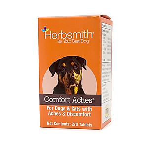 Herbsmith Comfort Aches – Herbal Pain Relief for Dogs + Cats – For Pet Aches + Pains – Anti-Inflammatory Supplement – 270 Tablets