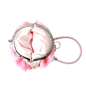 Mily Womens Satin Evening Bag Flower Shaped Wristlet (A-Pink)