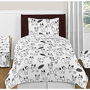 Sweet Jojo Designs Organizer Storage Bins for Black and White Fox Collection - Set of 2