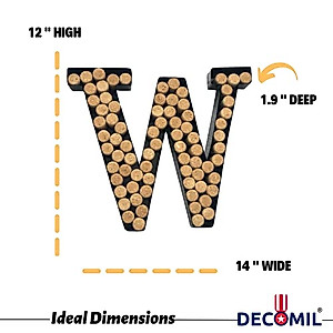 Decomil Wine Cork Holder (A-Z) (Letter W) | Decorative Wine Letters Cork Holder (W) | Wall Art Cork Holder Decor (W)