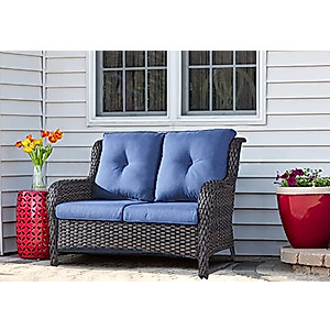 Belord Outdoor Loveseat Small Patio Furniture 2 Seater Sofa Brown Wicker Couch Rattan Settee for Single-Family House