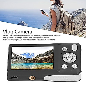 8K Digital Camera, 1080P FHD Vlogging Camera with 2.7 Display, Auto Focus Selfie Camera with 20 Beauty Filters, Mini Compact Camera for Kids Teens Adult Beginner (Black)