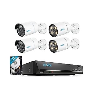 REOLINK CX410-2K PoE Security Camera Outdoor with F1.0 Aperture, REOLINK 5MP Security IP Camera, 2× CX410 with 2×RLC-510A and 1x RLN8-410 (Built-in 2TB HDD) Video Recorder