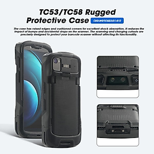 TC53 Trigger Handle with Protective Case for Zebra TC53 TC58 Handheld Barcode Scanner Mobile Computer, Rugged Cover (SG-NGTC5EXO1-01) and Sensitive Trigger Handle (TRG-NGTC5-ELEC-01) for Easy Scanning