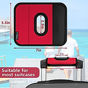 5 Pcs Neoprene Large Luggage Handle Wrap Handle Grip Luggage Tags Identifier Hollow Design for Push-Button, Bright Luggage Markers for Airport Travel Luggage Suitcase Trolley Case(Red, 5.5x7Inch)