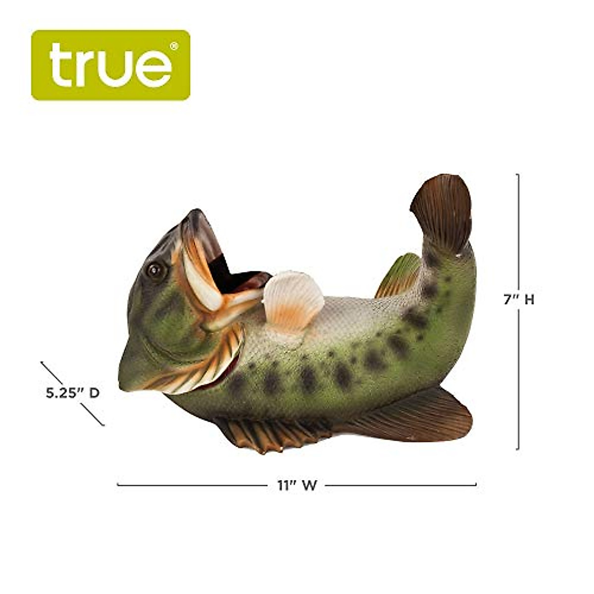 True Boozy Bass Polyresin Wine Bottle Holder - Table Top and Counter Wine Rack, Animal Home Decor - Set of 1, Green, Holds 1 Standard Wine Bottle