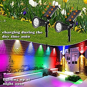 OKEER Solar Spotlights, 2 in 1 Waterproof 7 LED Fixed Colored Solar Adjustable Wall Lights Security Landscape Lighting Dark Sensor Auto On/Off for Tree Walkway Deck Garden Yard Pool Area (4 Pack)