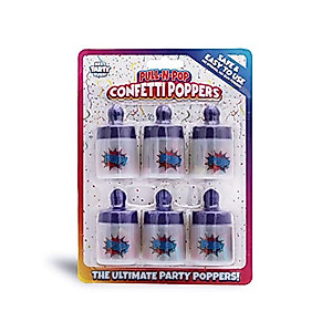 BEST PARTY EVER! Pull-N-Pop Confetti Poppers, Easy to Use, Pull Back and Release, 2-pack (12 Pull-N-Pops Total)