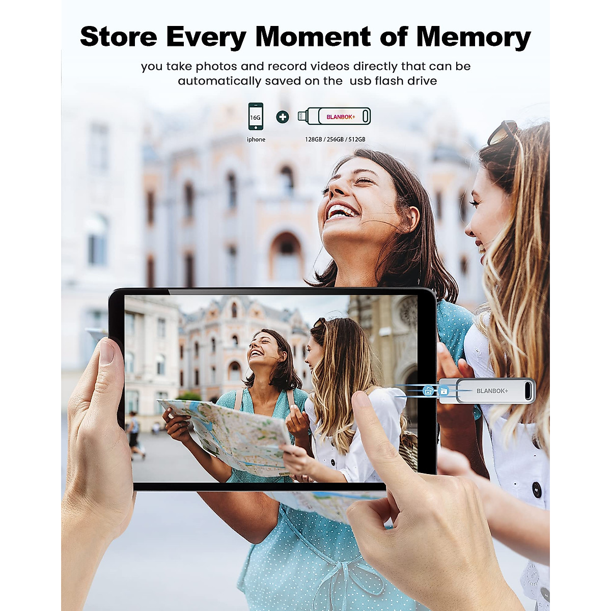 MFi Certified 128GB Photo Stick for iPhone Flash Drive,USB Memory Stick Thumb Drives High Speed USB Stick External Storage Compatible for iPhone/iPad/Android/PC