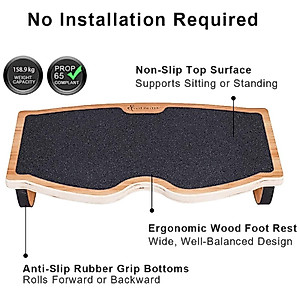 StrongTek Foot Rest Under Desk, Desk Footrest, Rocking Foot Nursing Stool, Rocker Balance Board, Natural Wood, Non-Slip, Ergonomic Pressure Relief for Posture Support, Home, Office Use (18Wx11L)