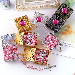 OEMOO Rosary Beads Catholic for Woman, Pink Heart Shaped Rosary Necklace, Bead Necklace First Communion Gifts for Women Catholic, Christian Gifts Catholic Gifts