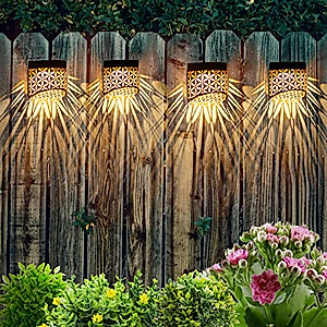 TIJNN Solar Deck Lights-4 Pack IP65 Waterproof, LED Landscape Lighting Solar Outdoor Light Solar Garden Light, Patio, Backyard, Patio - Iron Black