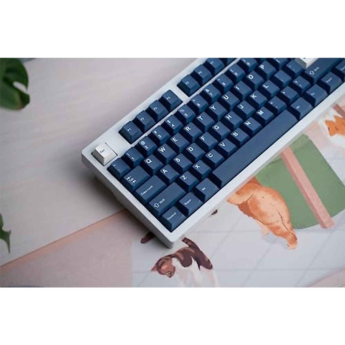 kfaPBT White on Navy Keycap Set for Mechanical Keyboard, 152 Keys Set Custom Keycap Set, Cherry Profile, Compatiable with 100%, 75%, 65%, 60% Keyboards