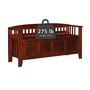 Linon Home Decor Storage Bench with Short Split Seat Storage, Walnut, 50 inchw x 17 inchd x 25.25 inchh.